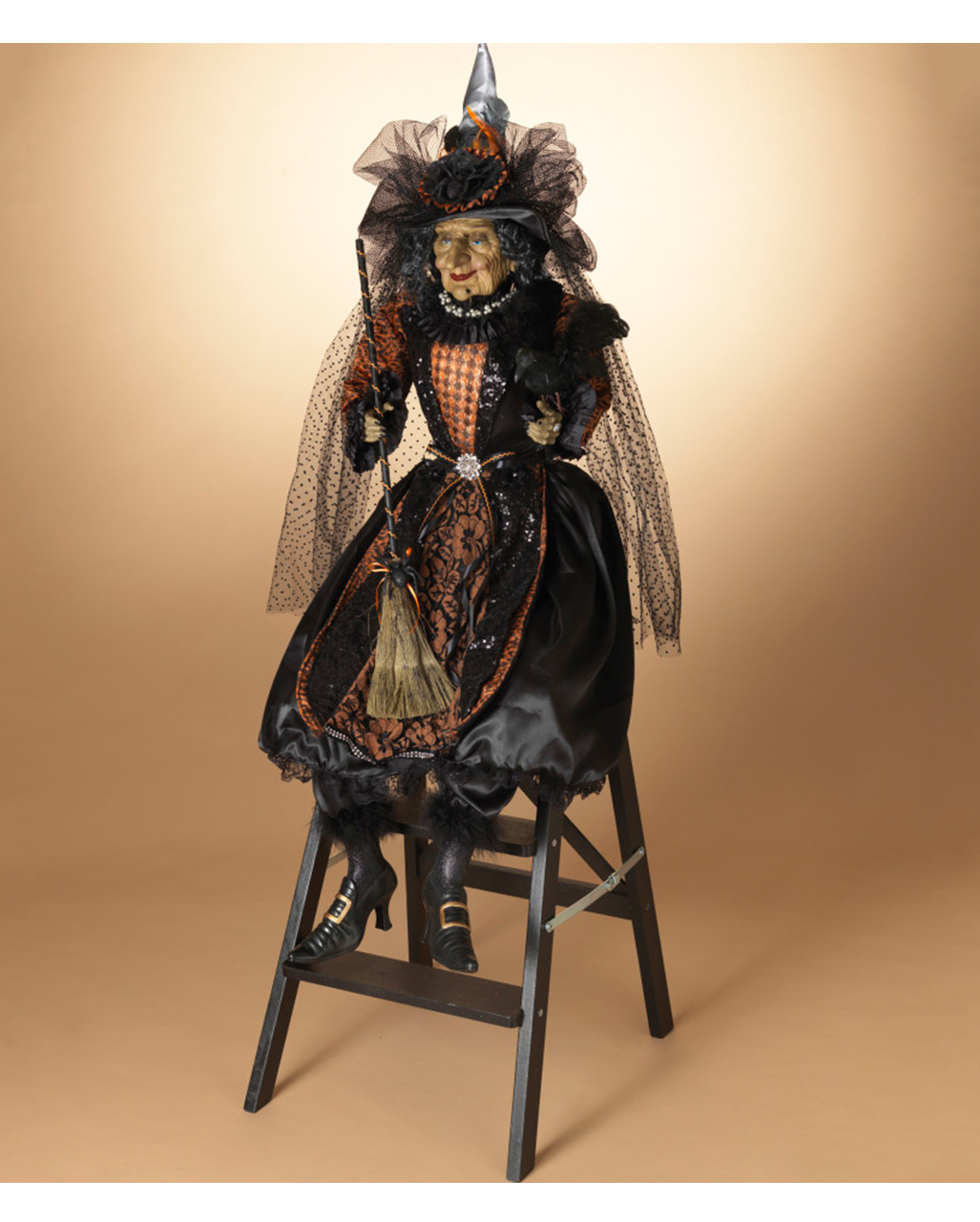 Sitting Halloween Witch 122cm as decoration for benches & chairs ...