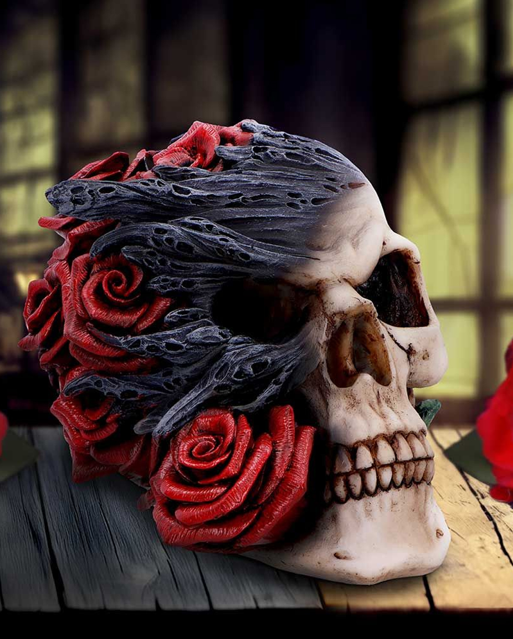 Soul Rose Ornamental Skull 13cm as Gothic Deco | Horror-Shop.com
