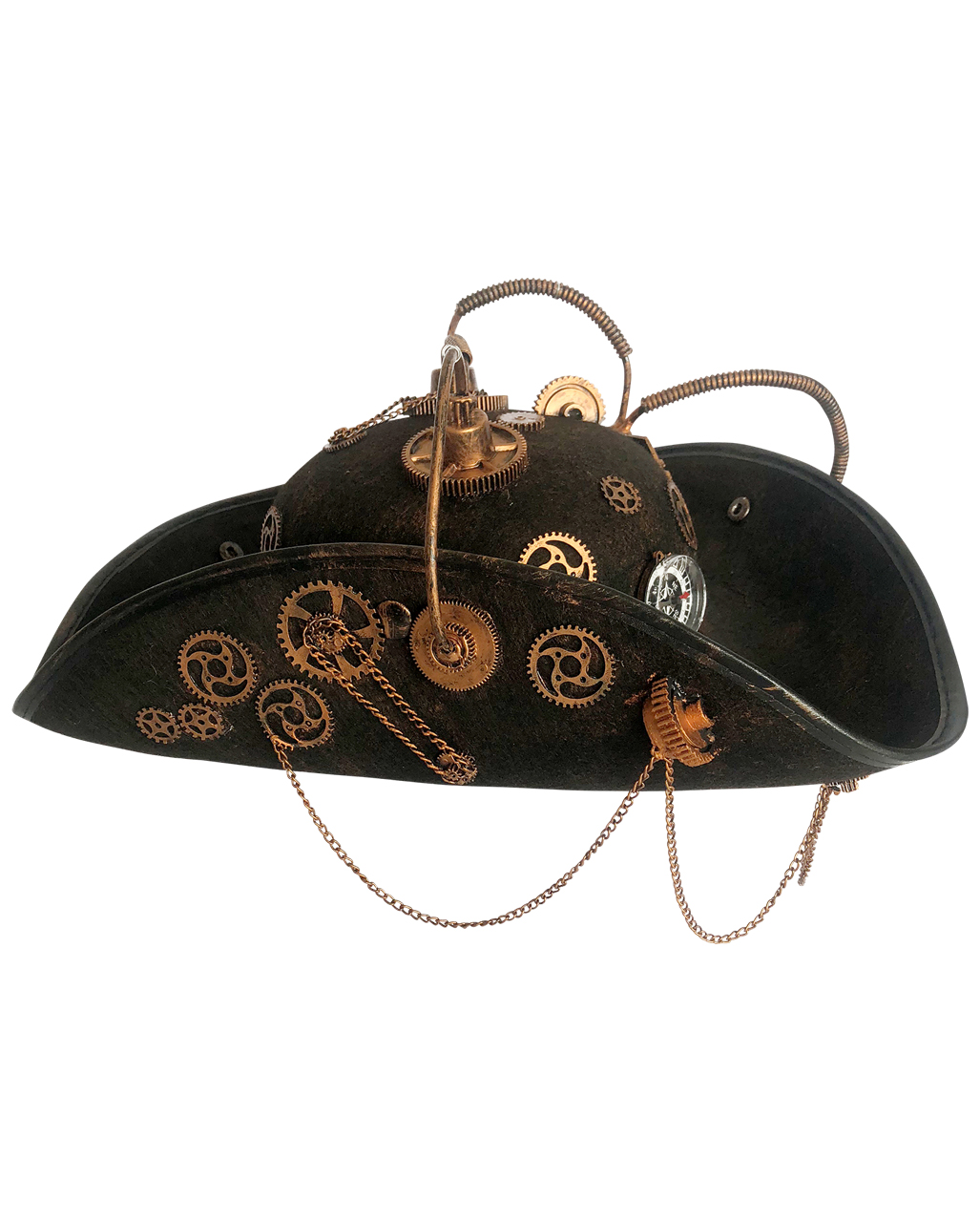 Steampunk Tricorn Pirate Hat "Brasswrench" Made Of Felt order | Horror ...