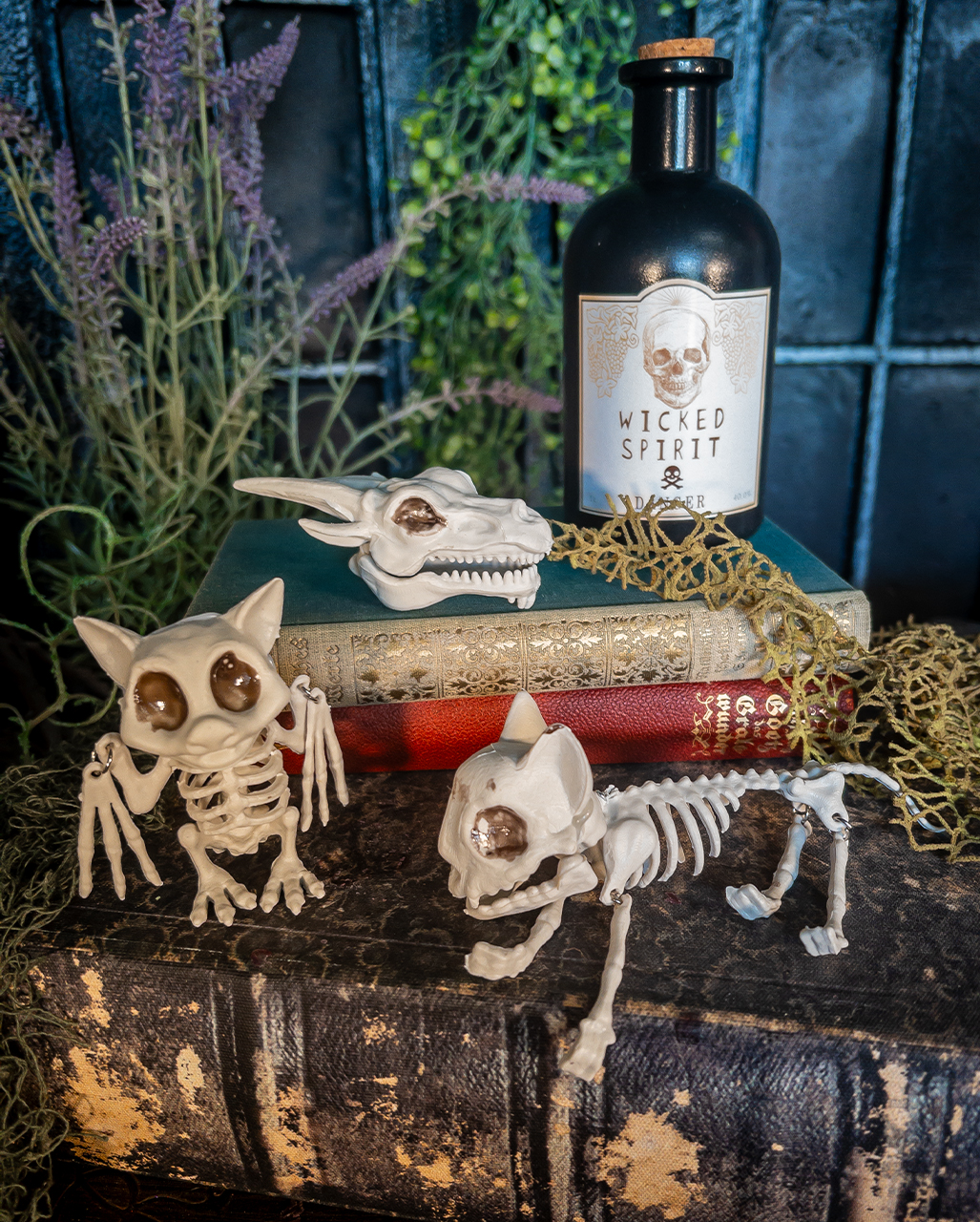 Tier Skelette im Netz 3 St. Halloween Deko | Horror-Shop.com