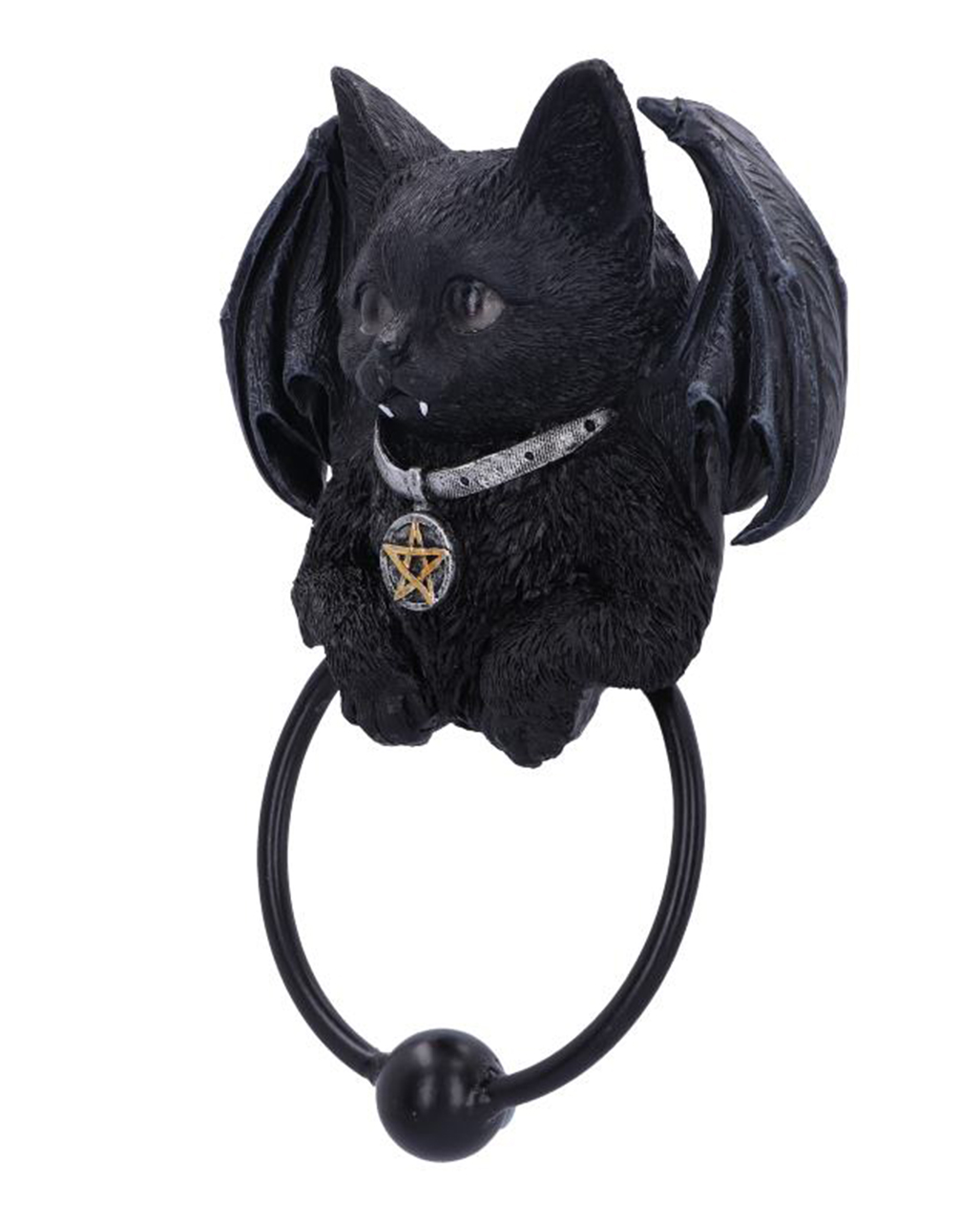 Nemesis Now Vampuss Cat Door Knocker - Black Resin Vampire Cat With Bat ...