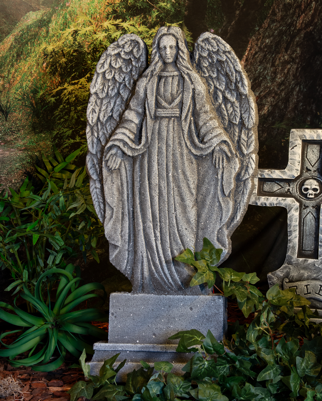 Halloween Gravestone With Gothic Angel Of Death 91cm | Horror-Shop.com