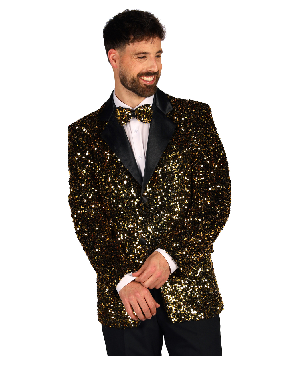 Men's Sequin Jacket DLX "Showstar" Gold for carnival & fancy dress ...