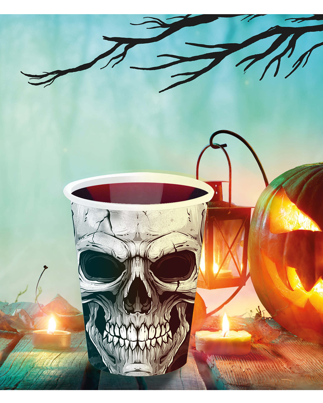 Scary Skull Paper Cups 6 Pcs. | Halloween table decoration | Horror ...