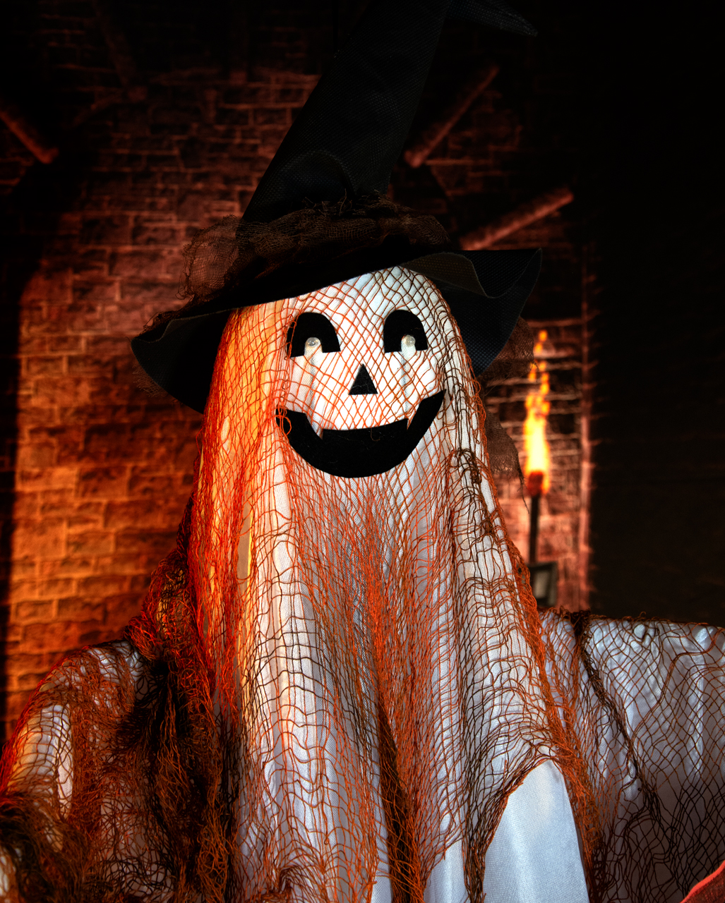 Schwebender Geist mit Hexenhut, Bewegung, Sound & Light 120cm Halloween ...