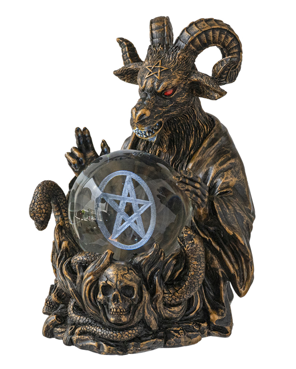 Baphomet With Pentagram LED Ball 16cm ★ | horror-shop.com