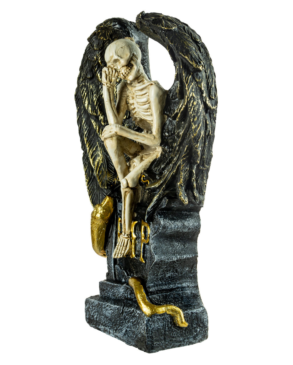 Weeping Angel Of Death With Wings & Gravestone 32cm | Horror-Shop.com