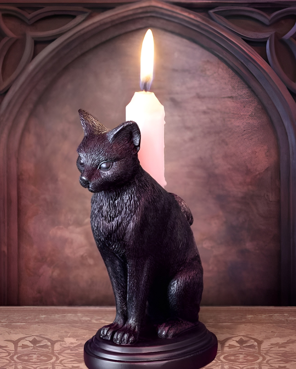 Faust's Cat Gothic Candlestick | Gothic table decoration | Horror-Shop.com