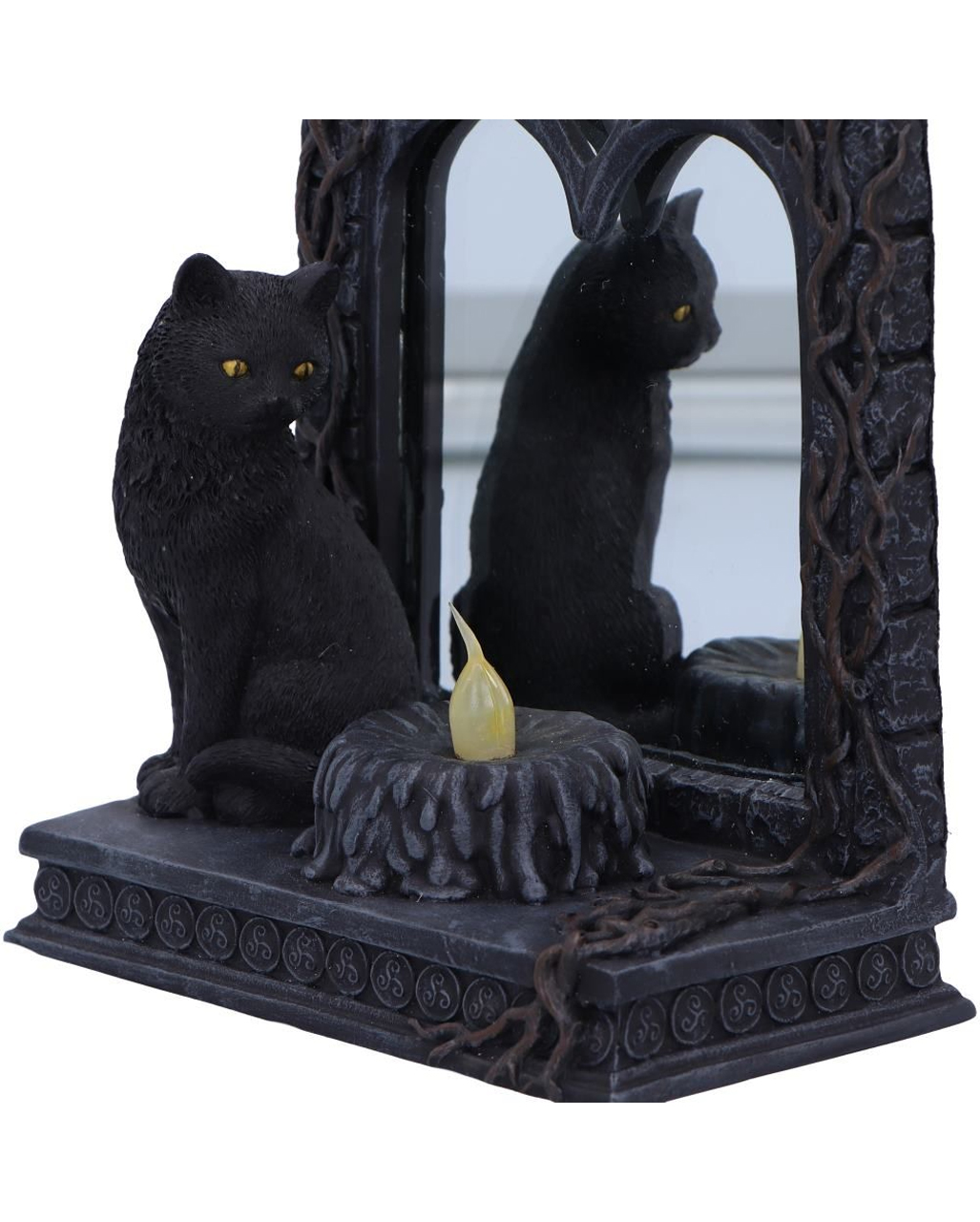 Magic Mirror mit Katze & Kerze 21cm ★ Gothic Dekoration | Horror-Shop.com