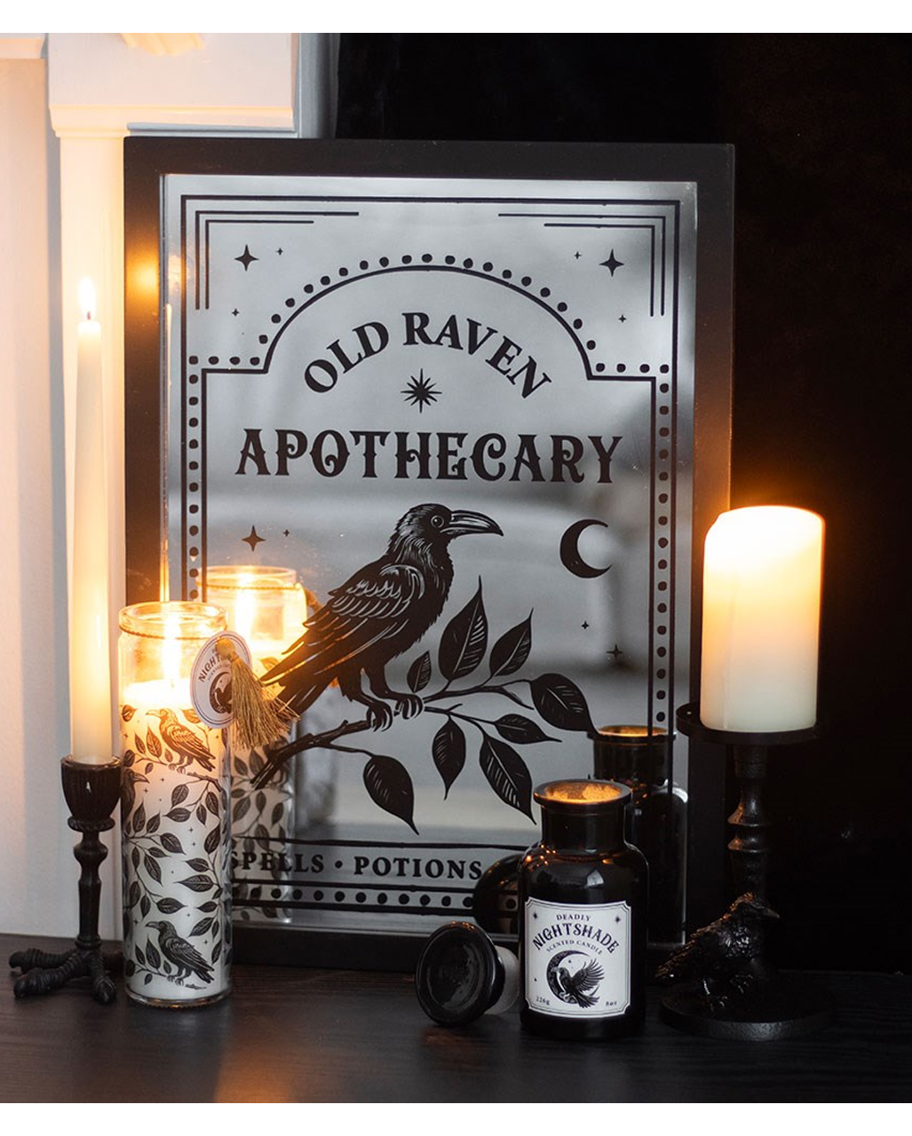 Mystic Raven Deadly Nightshade Candle 21cm Gothic decoration | Horror ...