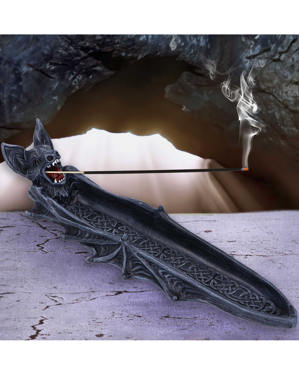 Night Wing Gothic Bat Incense Holder 29cm ★ | Horror-Shop.com