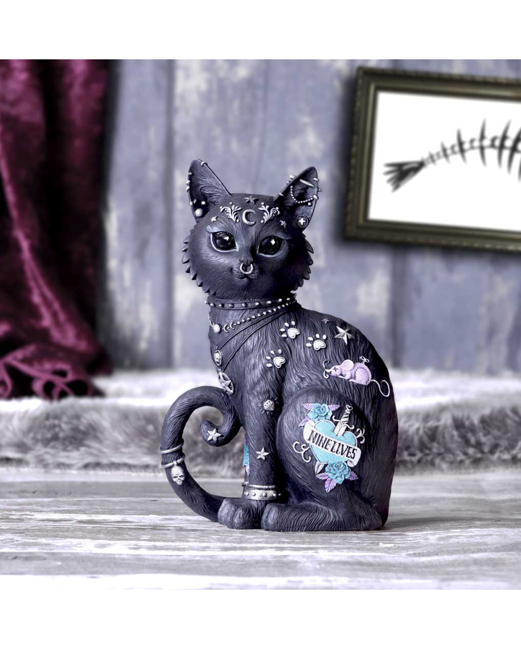 Nine Lives Cat Figurine 22cm | Gothic decoration figure | Horror-Shop.com